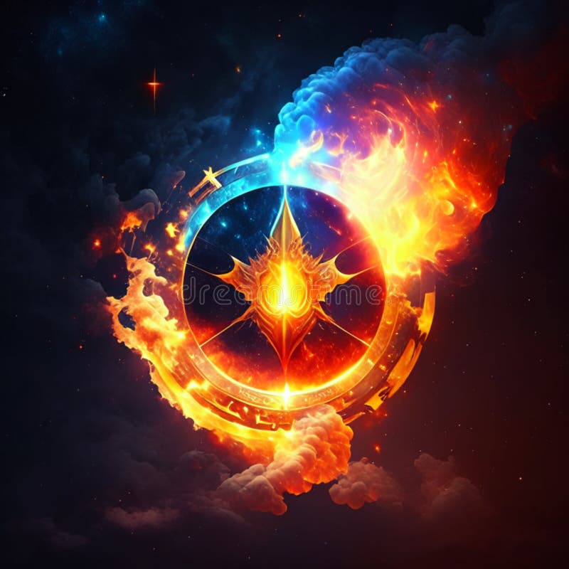 Abstract Background with Fire and Stars. Vector Illustration. Eps 10 ...