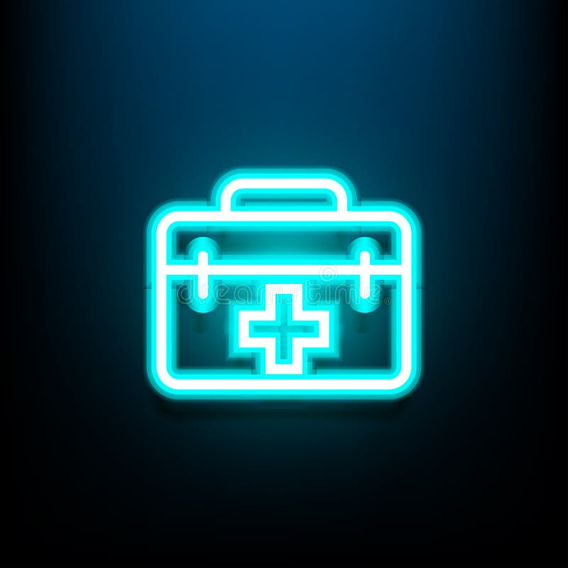 Abstract Background for First Aid Kit in Neon Light,vector ...