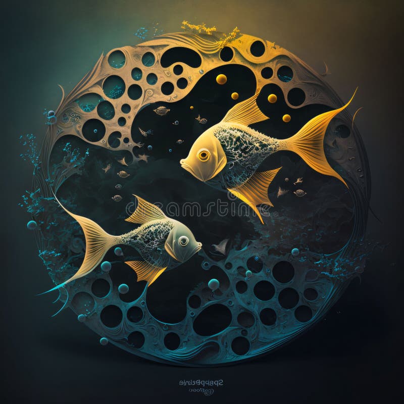 Abstract Background with Fish and Bubbles. Vector Illustration Stock ...