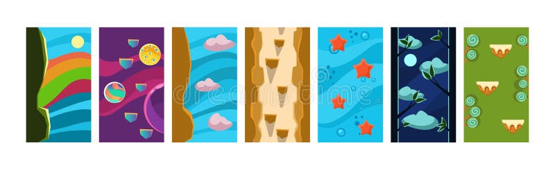 Abstract Background and Flat Backdrop for Game Interface Vector Set ...
