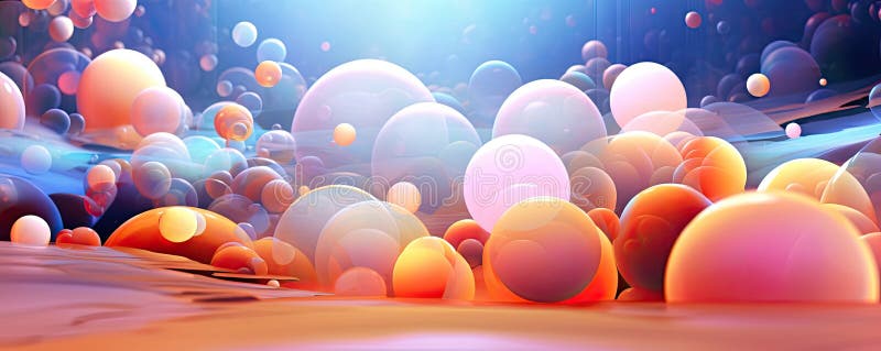 Abstract Background with Floating Bubbles and Spheres, Evoking a Sense ...