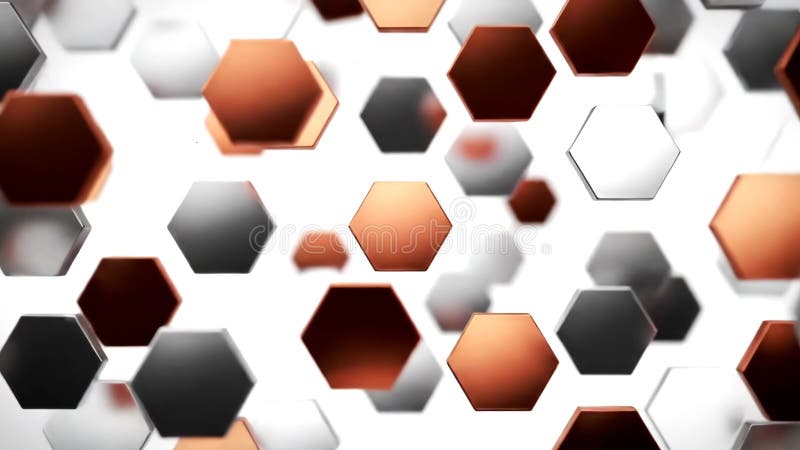 Abstract Background with Floating Metallic Hexagons in Bronze, Silver ...