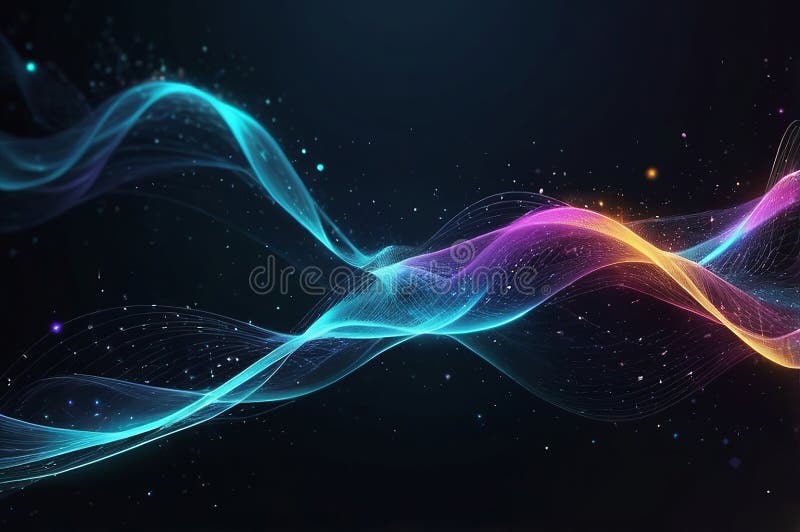 Abstract Background with Floating Wavy Lines and Lighting Effects Stock ...