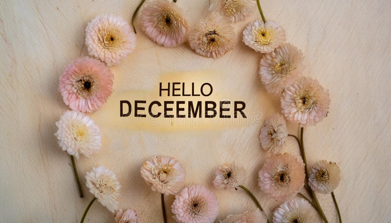 Abstract Background with Flowers Frame Around. Hello December - Modern ...