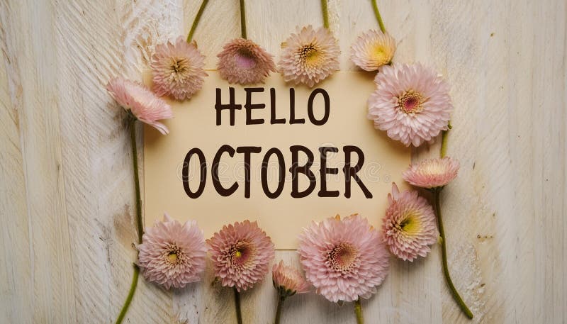 Abstract Background with Flowers Frame Around. Hello October - Modern ...