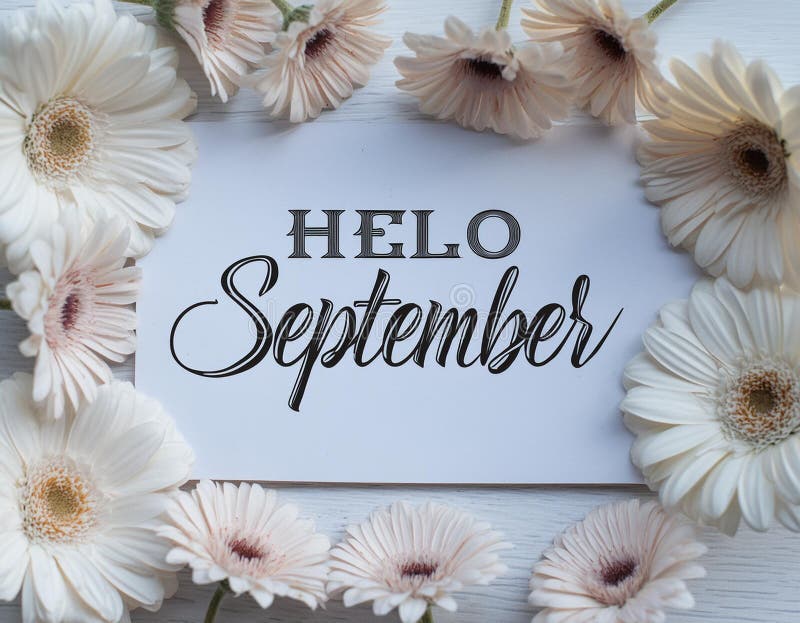 Abstract Background with Flowers Frame Around. Hello September - Modern ...