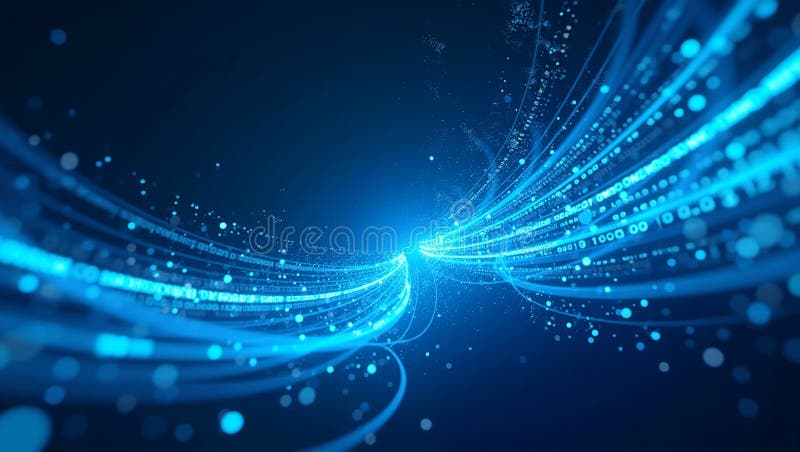 Abstract Blue Digital Data Stream Flowing Stock Illustration ...