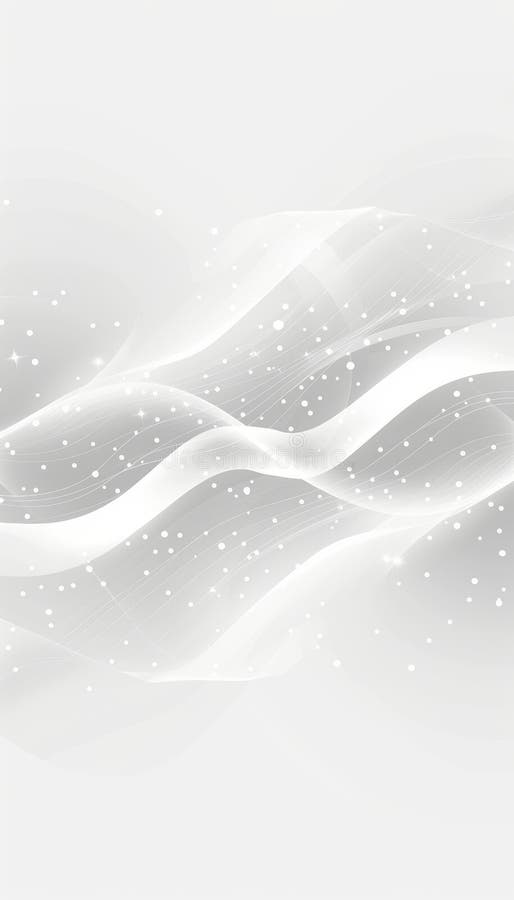 Abstract Background with Flowing Lines and Particles, Light Grey and ...