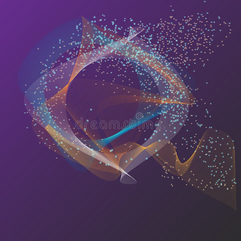 Abstract Background with Flowing Particles. 3d Abstract Sci-fi User ...