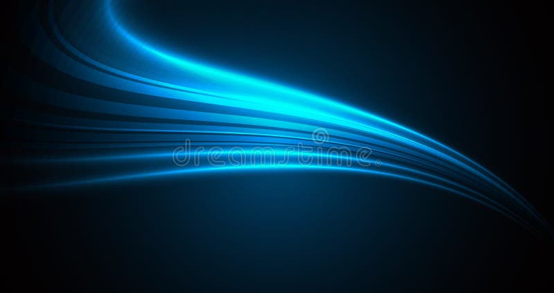 Abstract Background of Fluid Blue Light Wave Disappear in Space on Dark ...