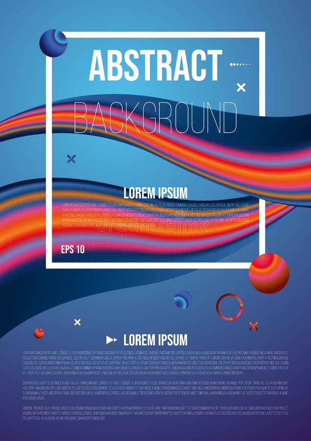 Abstract Background, Flyer with 3d Flow Shape in Blue Color. Liquid ...