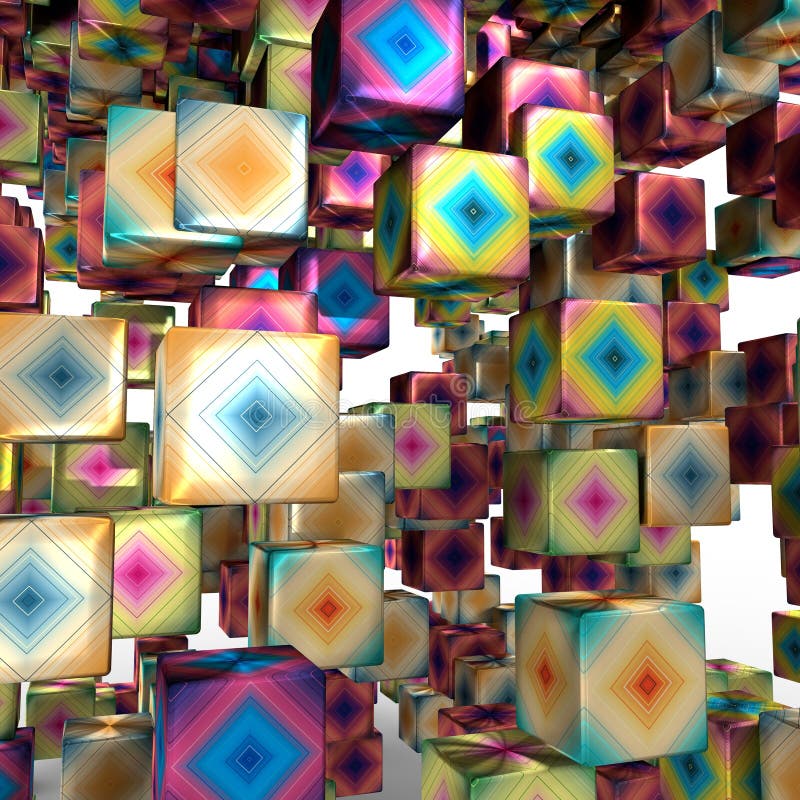 Abstract Background from Flying Cubes Stock Illustration - Illustration ...