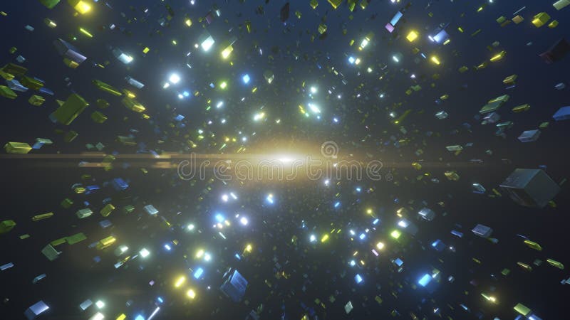 Abstract Background. Flying Rectangular Particles in Space Reflect Neon ...