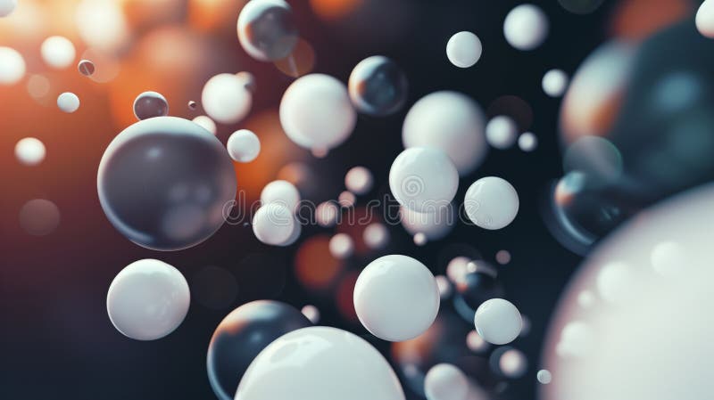 Abstract Background with Flying Spheres, 3D Render Stock Illustration ...