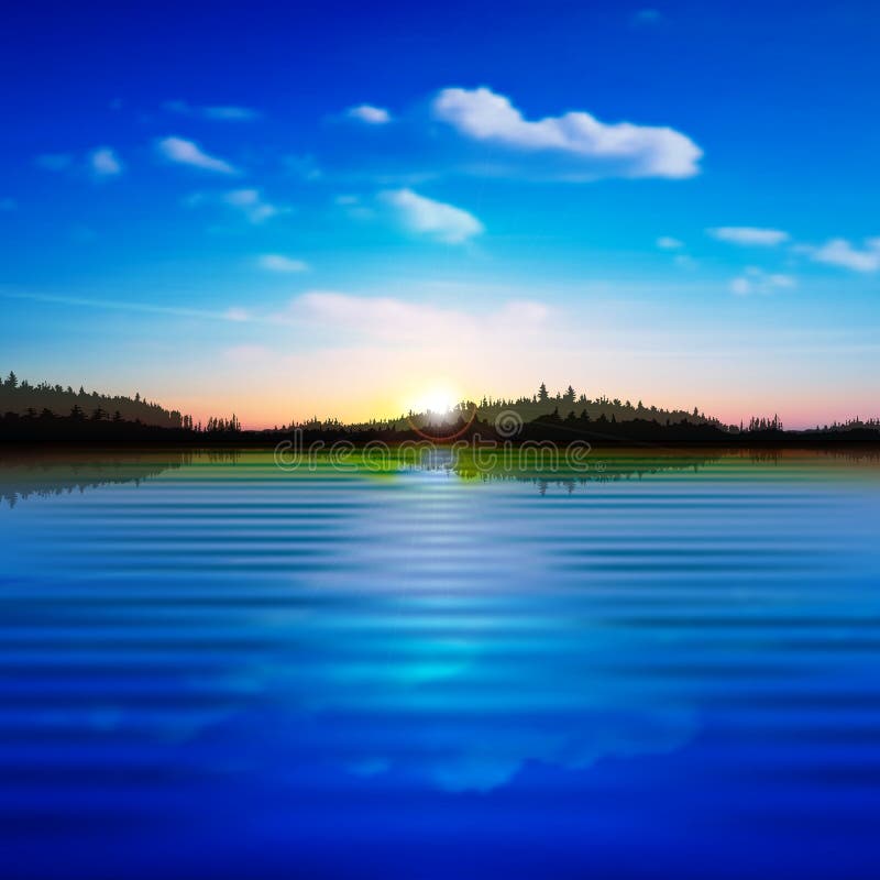 Abstract Background with Forest Lake Stock Vector - Illustration of ...