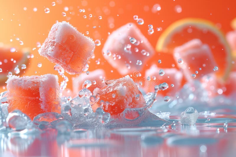 Abstract Background Fruity Citrus Ice Orange Background. Generative AI ...