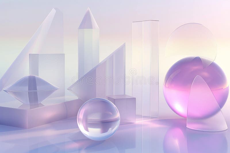 Abstract Background with Futuristic Glass Abstract Geometric Shapes ...