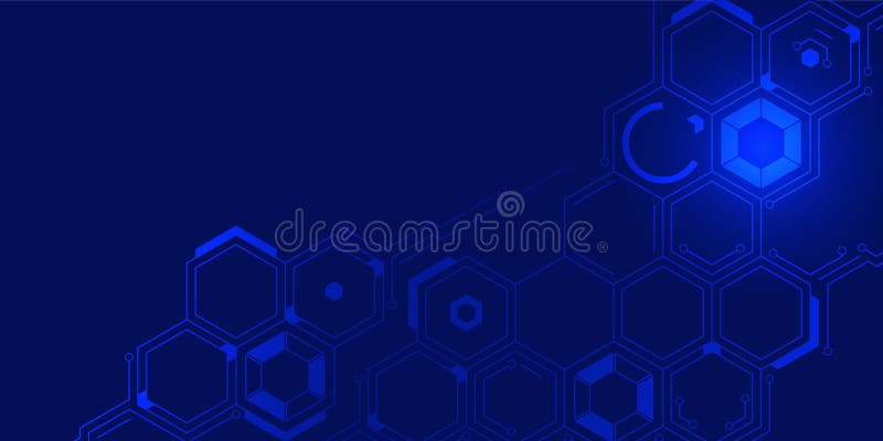 Abstract Background. a Futuristic Hexagonal Grid with Blue Neon Effects ...