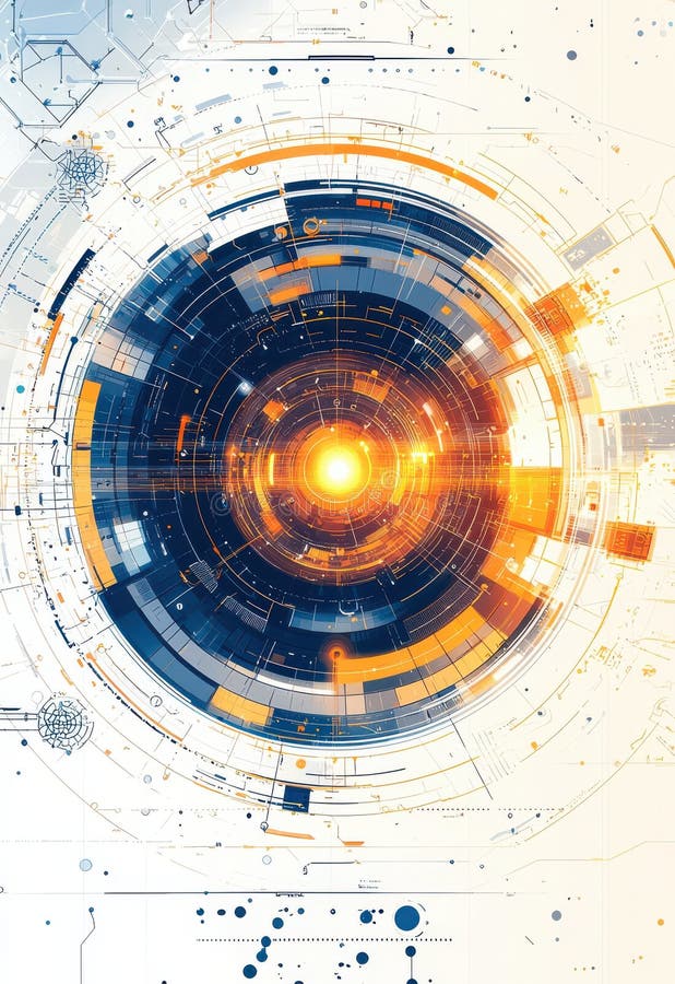 Abstract Background with Futuristic Technical Elements and Circular ...