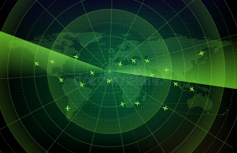 Background of Futuristic Technology Screen Scan Flight Radar Airplane ...