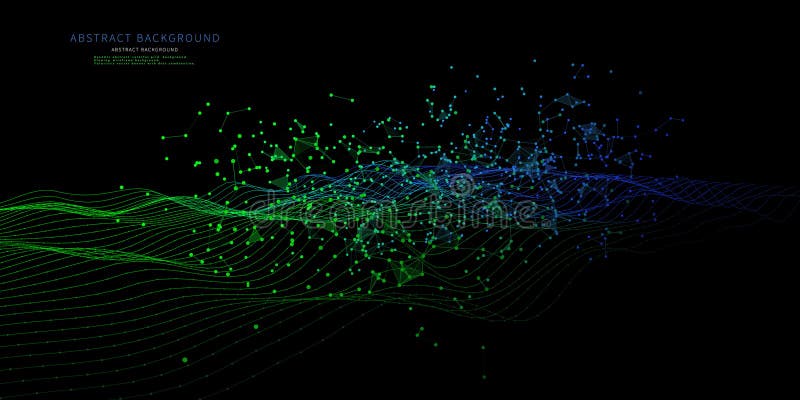 Abstract Background Futuristic Wave from Color Lines and Dots with ...