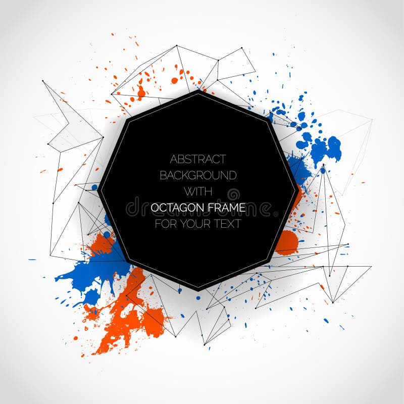 Abstract Background with Geometric Shapes, Color Splashes and Black ...