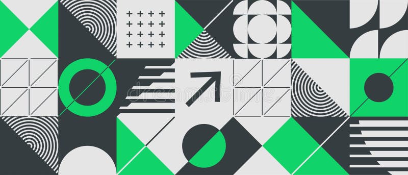 Abstract Background with Geometric Shapes and Halftone Textures ...