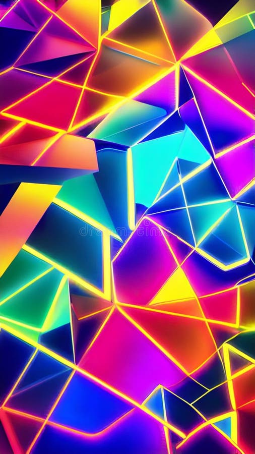 Abstract Background of Geometric Shapes and Neon Colors Illustration ...