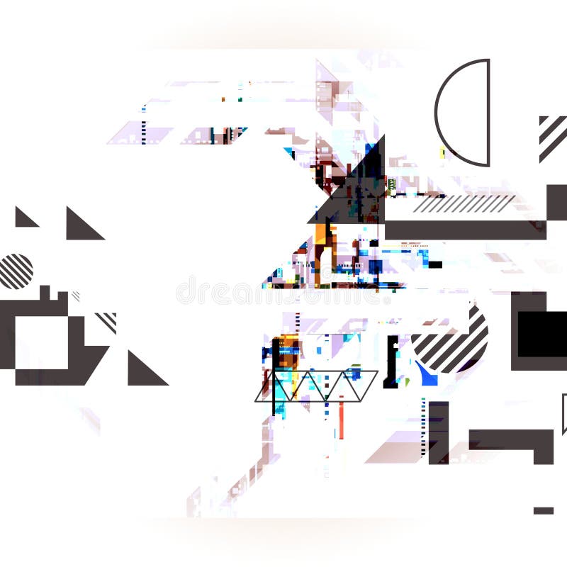 Technology Glitch Color Background with Head Face on Blue. Futuristic ...