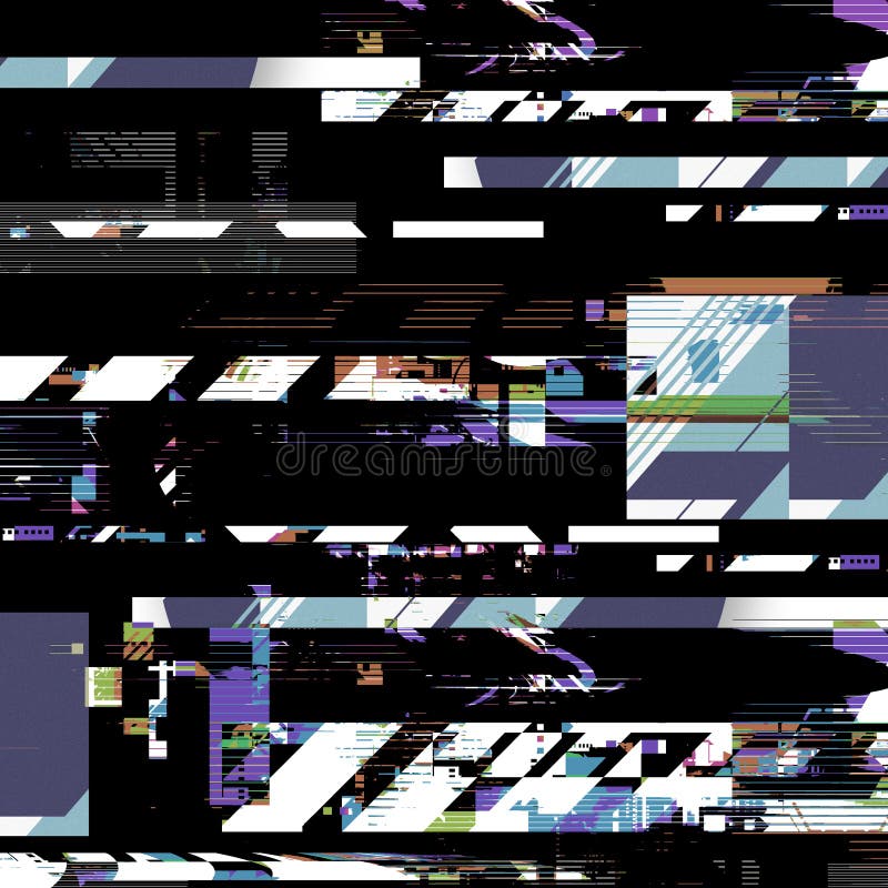 Technology Glitch Color Background with Grid Face on Black. Futuristic ...