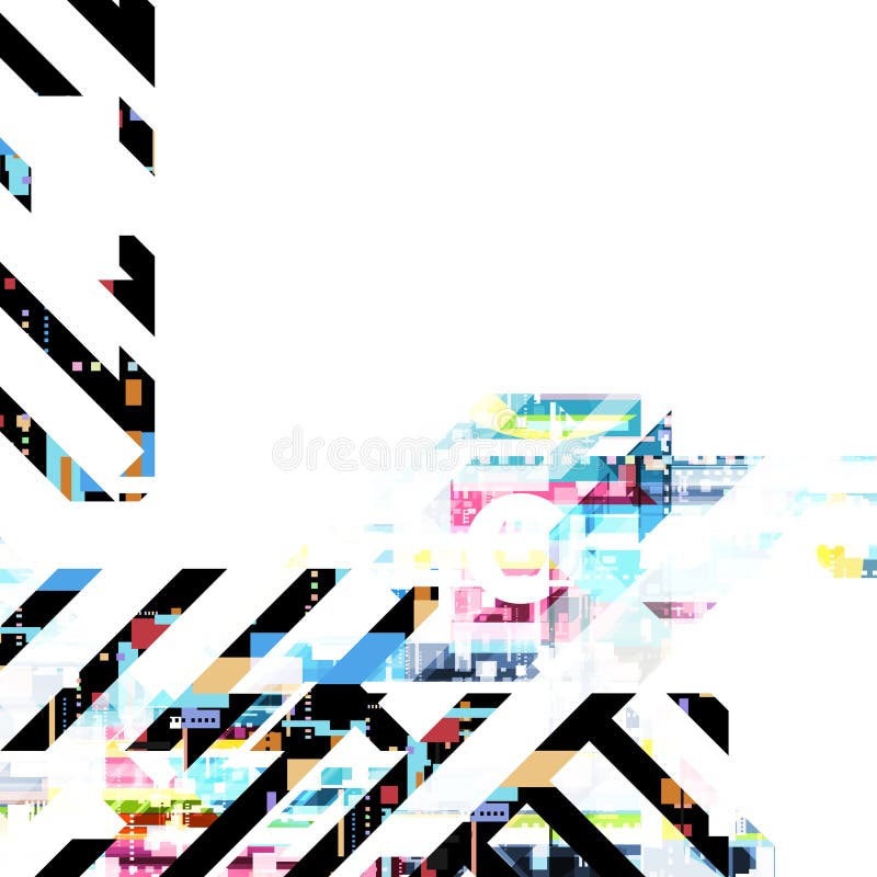 Technology Glitch Color Background with Head Face on Blue. Futuristic ...