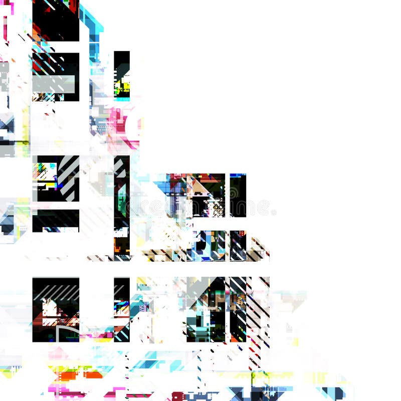 Technology Glitch Color Background with Head Face on Blue. Futuristic ...