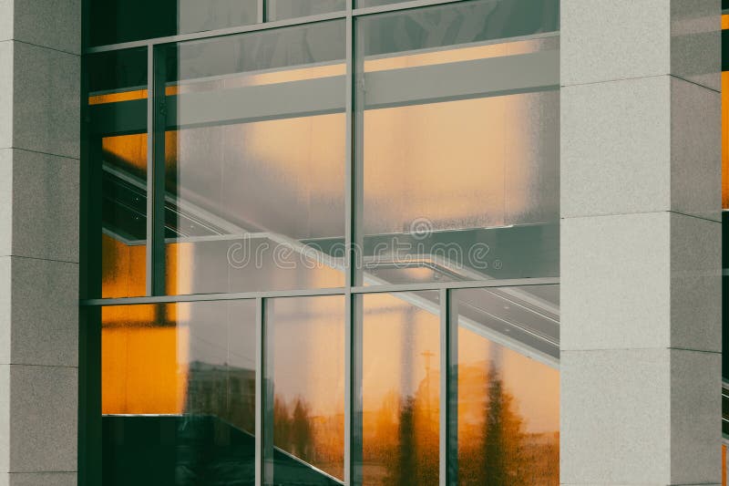 Abstract Background of Glass on the Windows in a Building in Orange ...