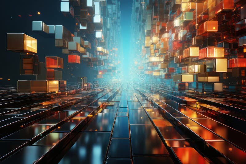 Abstract Background, Glitch Effect, Bright Cubes. AI Generative Stock ... Abstract Background, Glitch Effect, Bright Cubes. AI Generative Stock ...