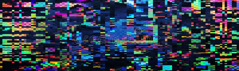 Abstract Background with Glitch Effect. Particles Move in Space Stock ...