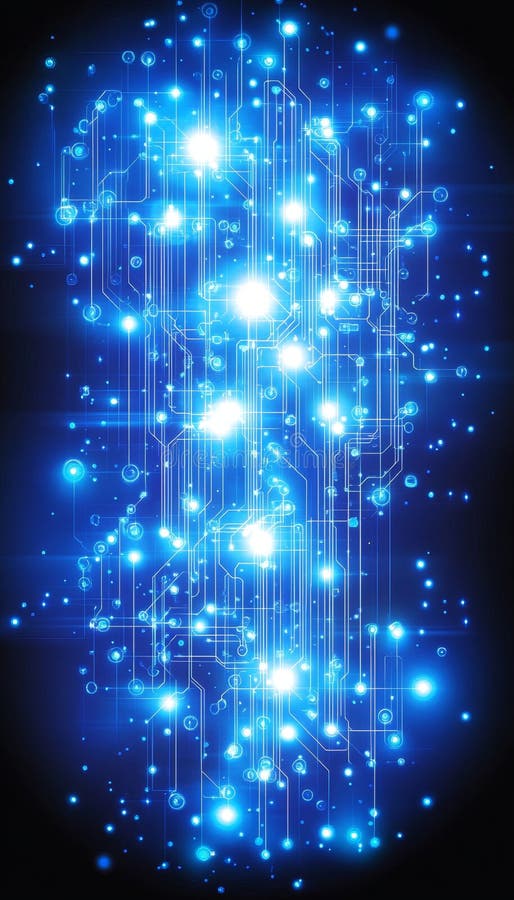 Abstract Background with Glowing Blue Circuit Design Elements on a Dark ...