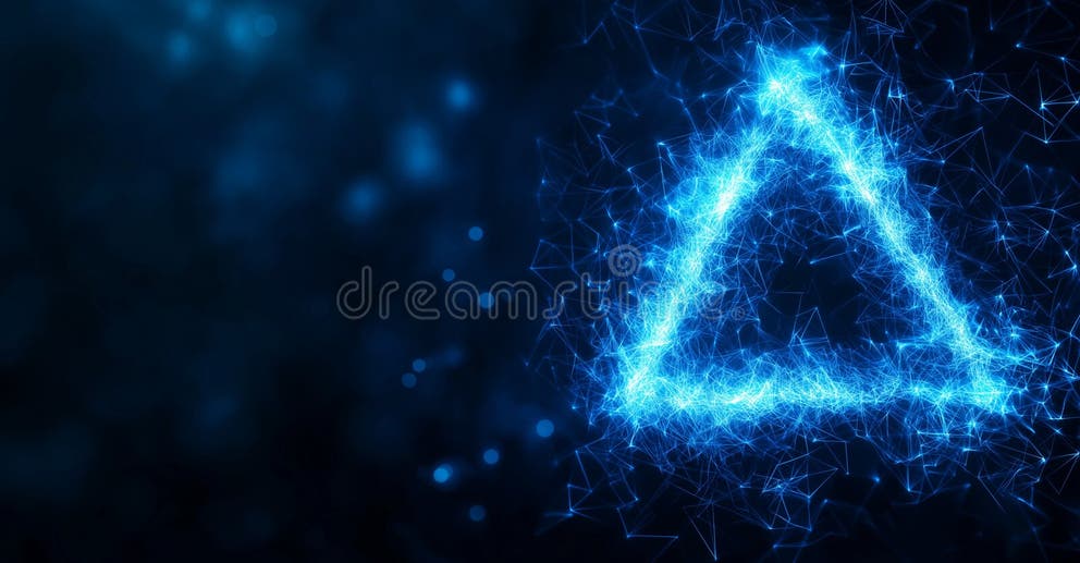 Abstract Background with Glowing Blue Triangle and Dark Space ...