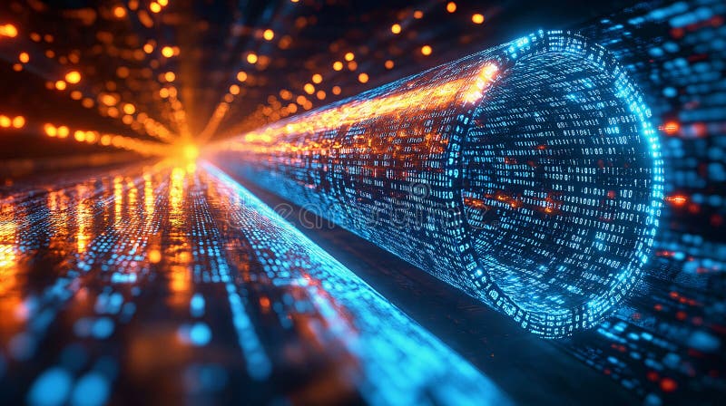 Abstract Background Glowing Data Cables Transmitting Information in the ...