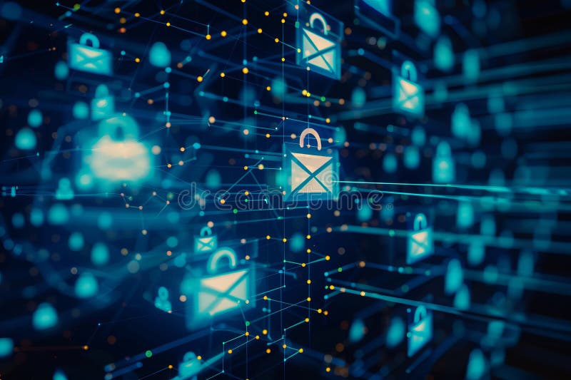 Abstract Background with Glowing Email Symbols. Email and Sms Marketing ...