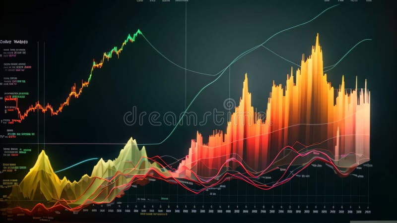 Abstract Background with a Glowing Forex Chart, 3d Render, Show a Stock ...