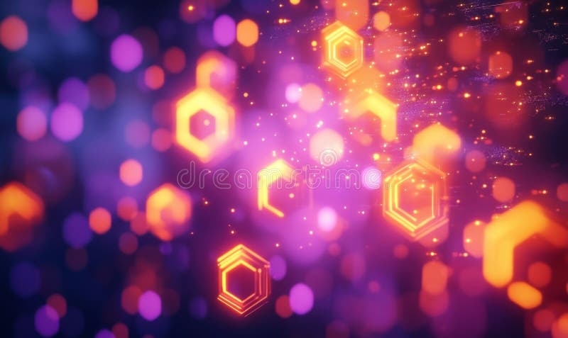Abstract Background with Glowing Lights Hexagon Stock Illustration ...