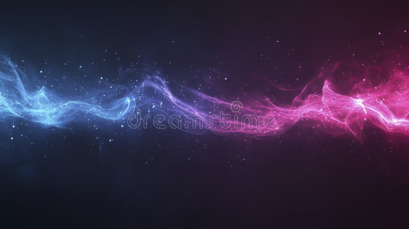 Abstract Glowing Pink and Blue Particles Swirling in Dark Space Stock ...