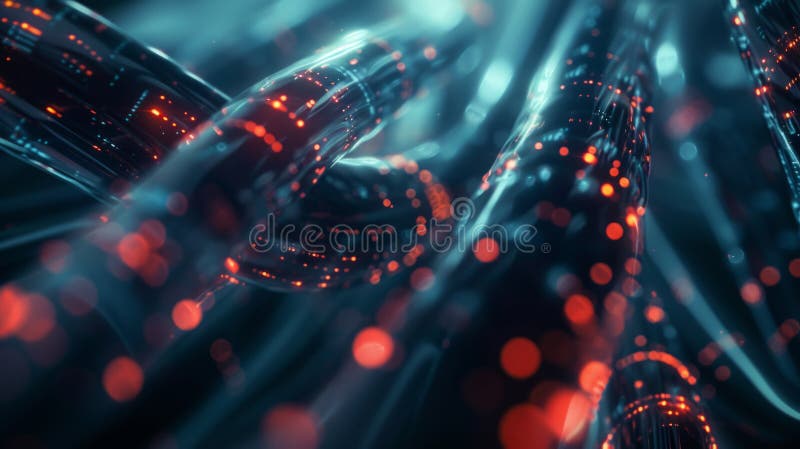 Abstract Background with Glowing Red and Blue Digital Data Streams ...