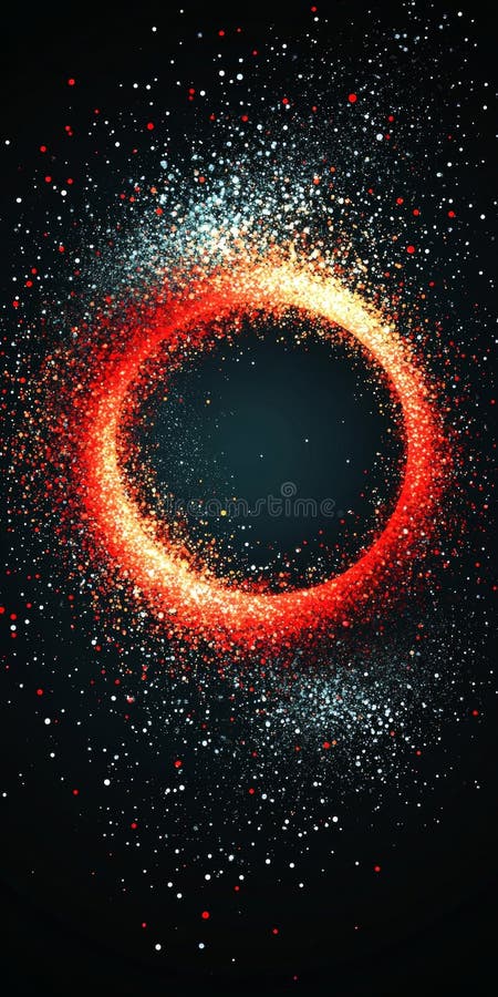 Abstract Background with Glowing Red Circle of Light and Grey Spark ...