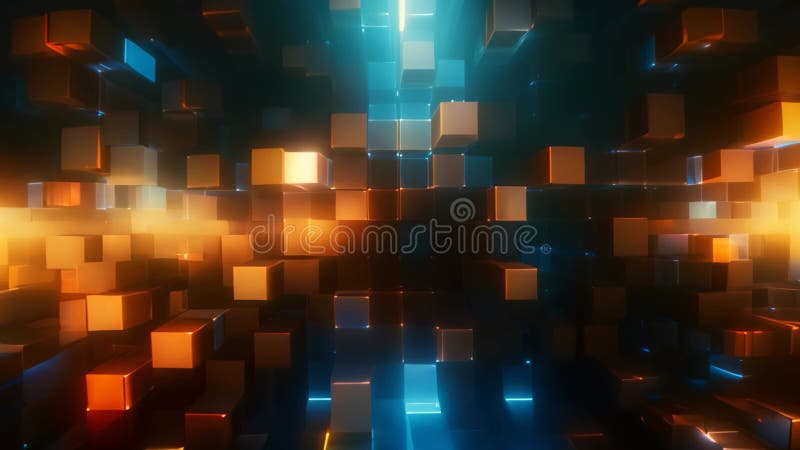 Abstract Background with Glowing Squares, 3d Render, Computer Generated ... Abstract Background with Glowing Squares, 3d Render, Computer Generated ...