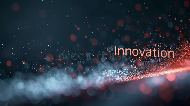 Abstract Background with a Glowing Wave of Particles and the Word ...