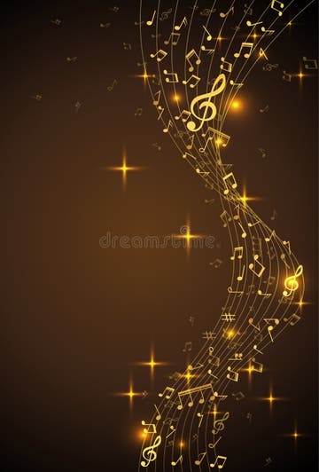 Abstract Background with Gold Color Music Notes Stock Vector ...