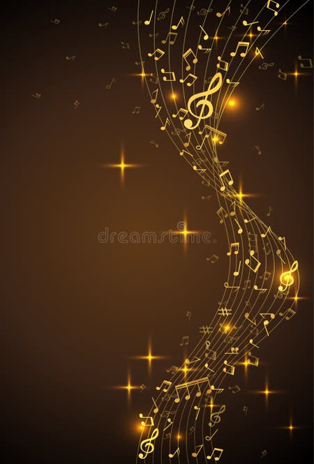 Abstract Background with Gold Color Music Notes Stock Vector ...