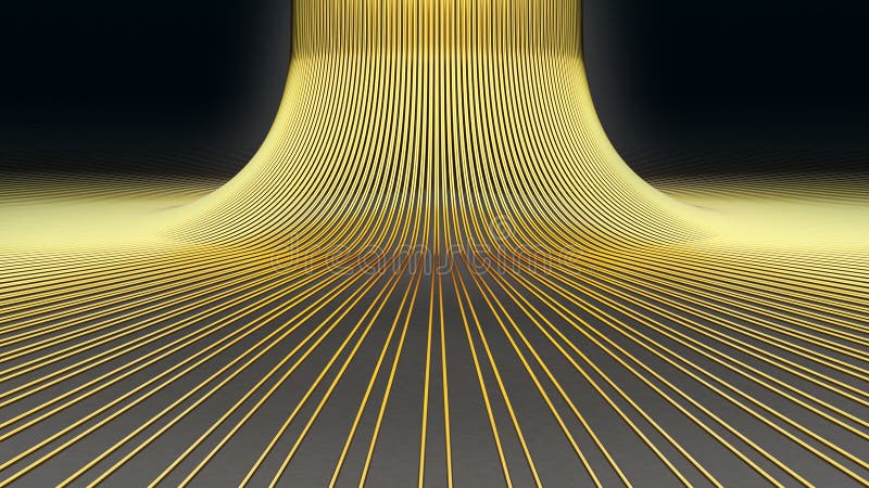 Abstract Background Gold Lines Rising Against a Black Background.,3d ...