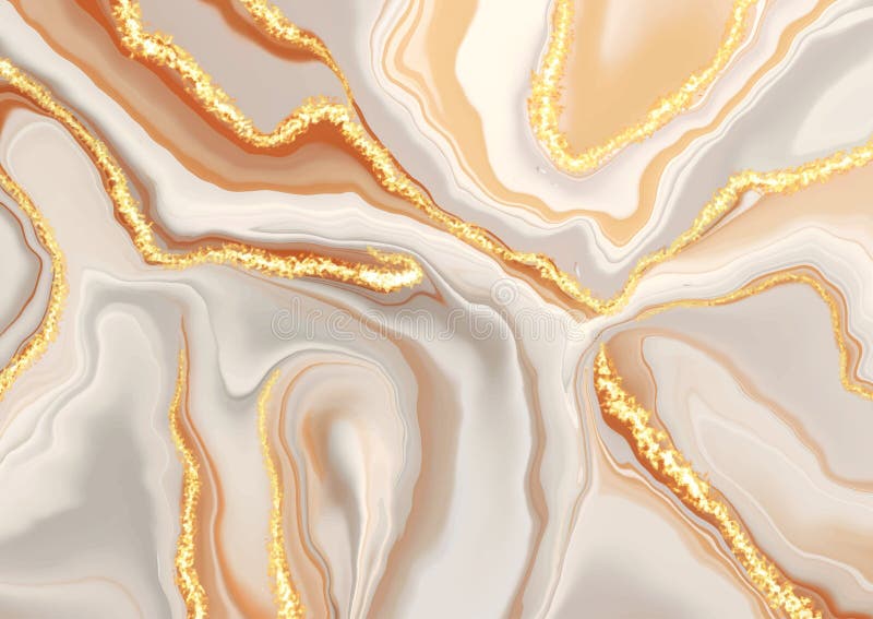 Abstract Background with a Gold Liquid Marble Design with Glitter ...